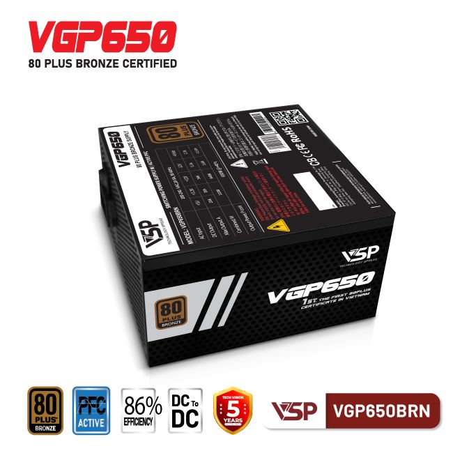 Bộ nguồn VSP VGP650BRN - 80Plus Bronze - 650W